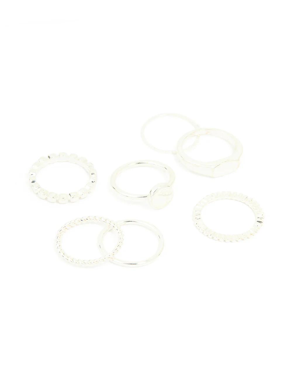 Silver Thin Wrap Circle Stacking Rings 8-Pack - Lovisa
